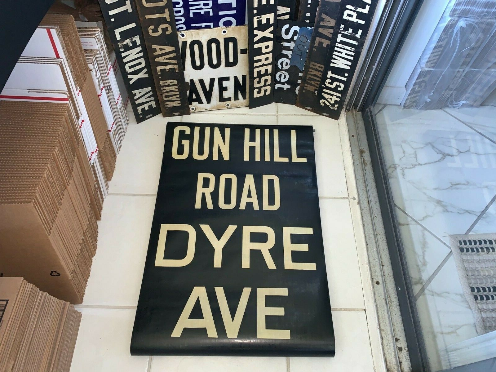 NY NYC SUBWAY ROLL SIGN IRT GUN HILL ROAD DYRE AVENUE BRONX BAYCHESTER ...