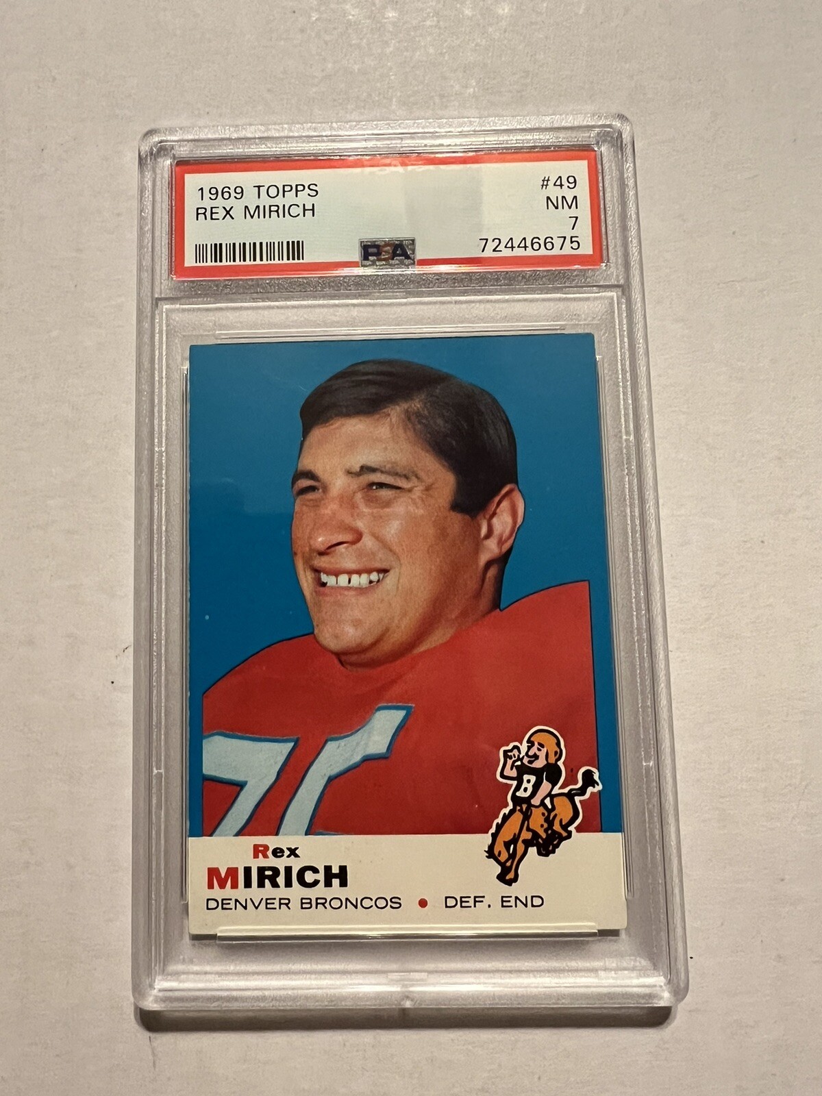 1969 TOPPS #49 REX MIRICH PSA 7 DENVER BRONCOS NORTHERN ARIZONA NEW ...