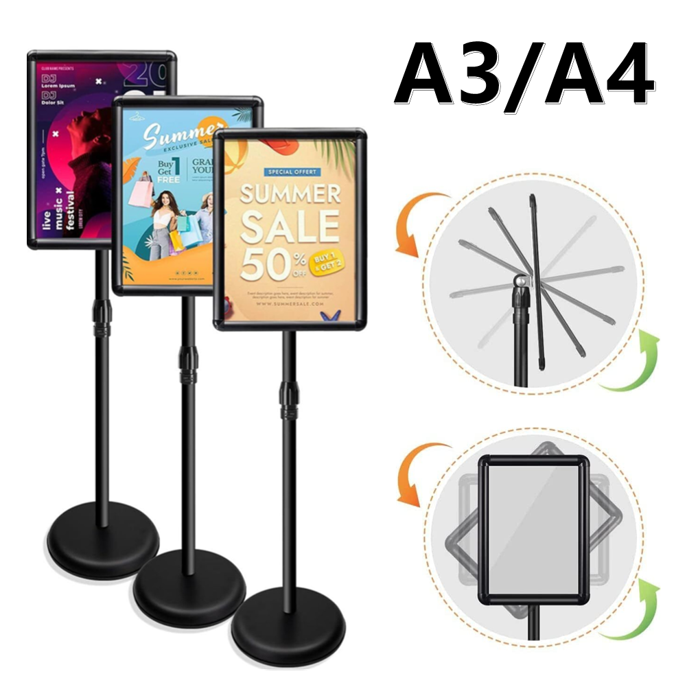 A3/A4 Floor Standing Sign Holder Poster Menu Floor Display Stand ...