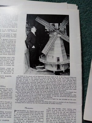 Di21 Ephemera 1960 picture Mr e w King Upminster smock Mill model | eBay UK