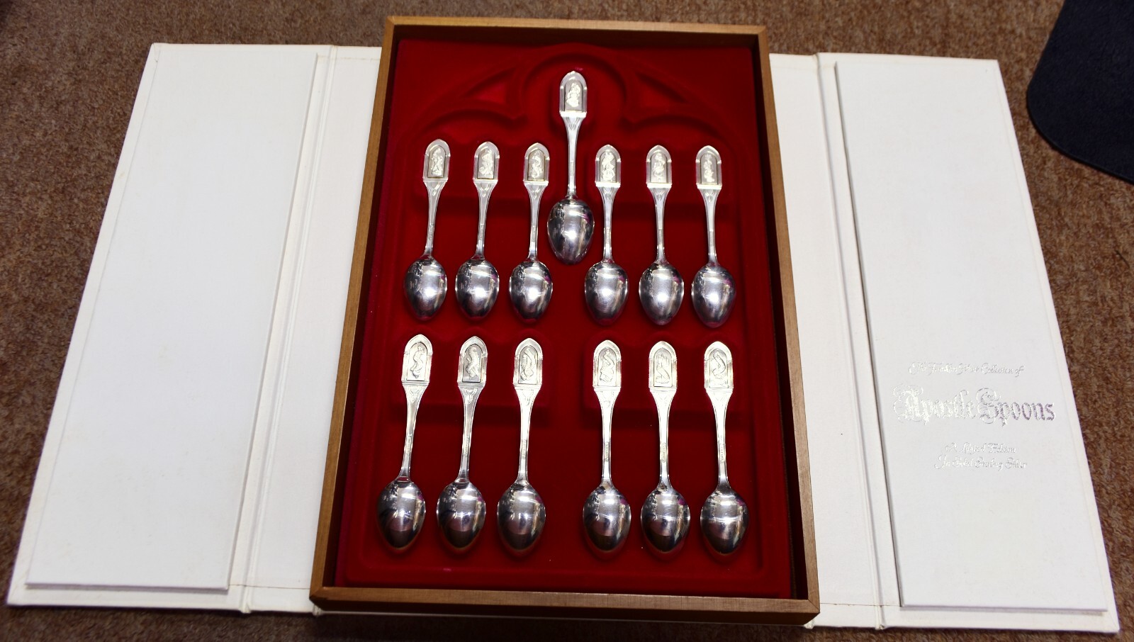 Franklin Mint Sterling Silver Apostle Spoons Set of 13 & COA 1973 (#179 ...