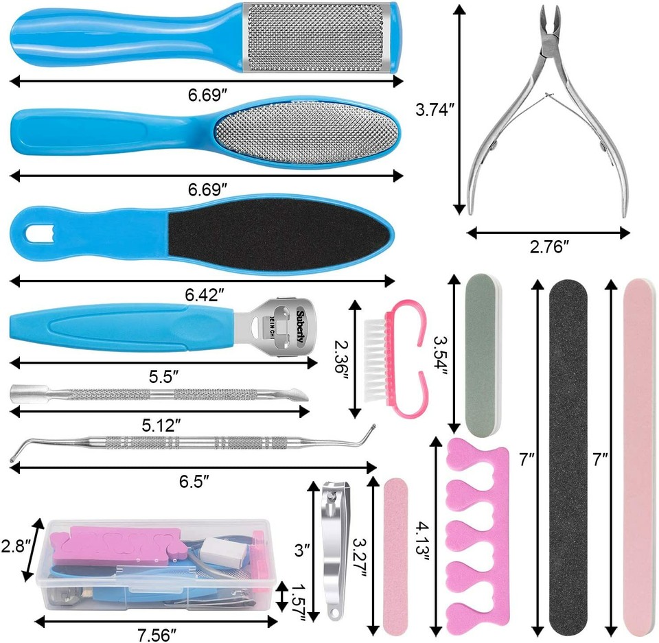 20 PCS CALLUS Remover Pedicure Tool Set Kit Foot File Scraper Brush ...