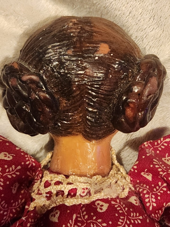 Vintage Wax? Head Hand Doll 13" Red Dress Collectible Girl With Braided ...