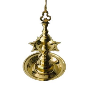 Traditional Brassware Vilakku Pahana Temple Diya Oil Lamp Pooja Stand ...
