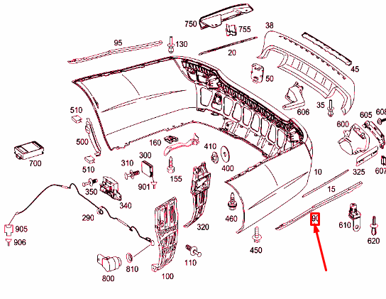 Mercedes-Benz S W221 Rear Bumper Left Top Reinforcement A2218850116 ...
