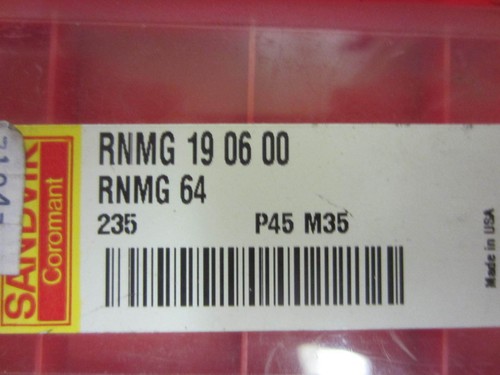 (1) NIB Sandvik Coromant RNMG 64 235 Carbide Insert RNMG 19 06 00 235 ...