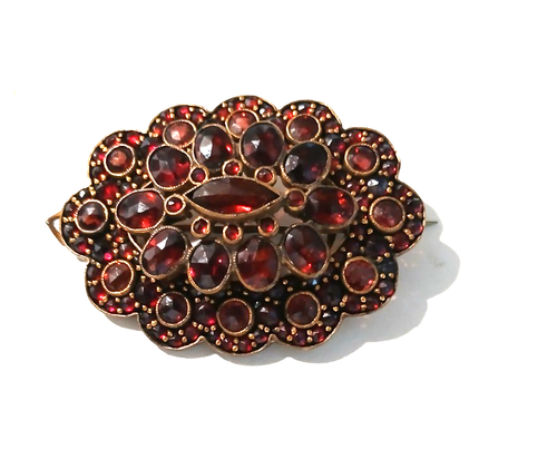 Vintage Bohemian Garnet Brooch Pin As is 1930's | eBay