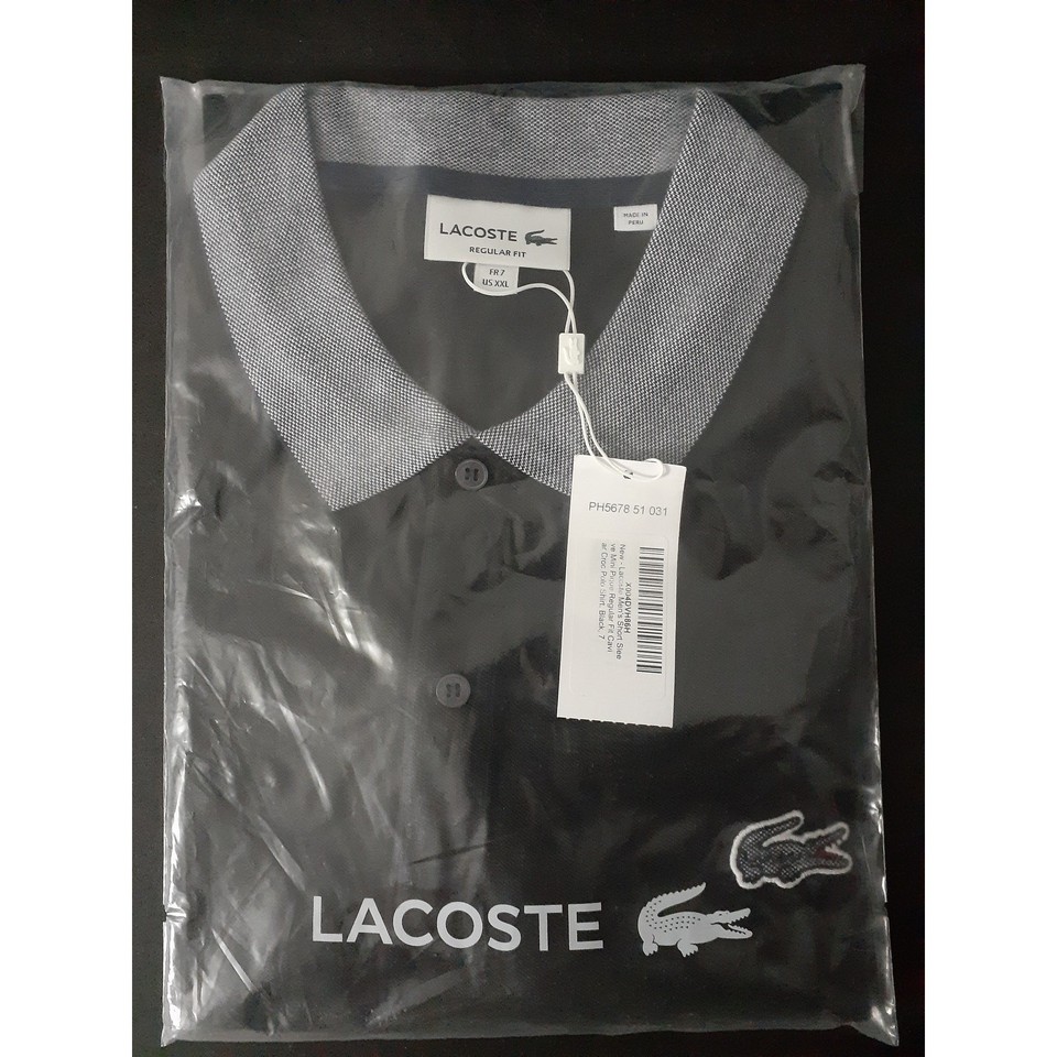 Lacoste Men's Short Sleeve Mini Pique Regular Fit Caviar Croc Polo ...