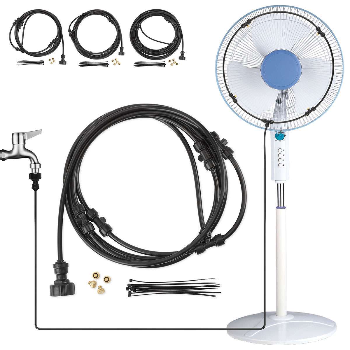 Fan Misting Kit Outdoor Mist Cooling System Water Mister Spray Fan ...