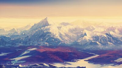 Landscape mountains gold coast nature snowy peak Custom Gaming Mat Desk ...