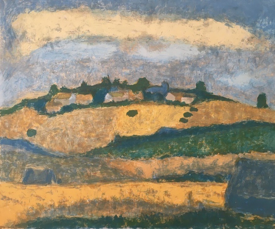 PIERRE ROUX (1932) Litho Paysage expressionisme signé Ecole Française ...
