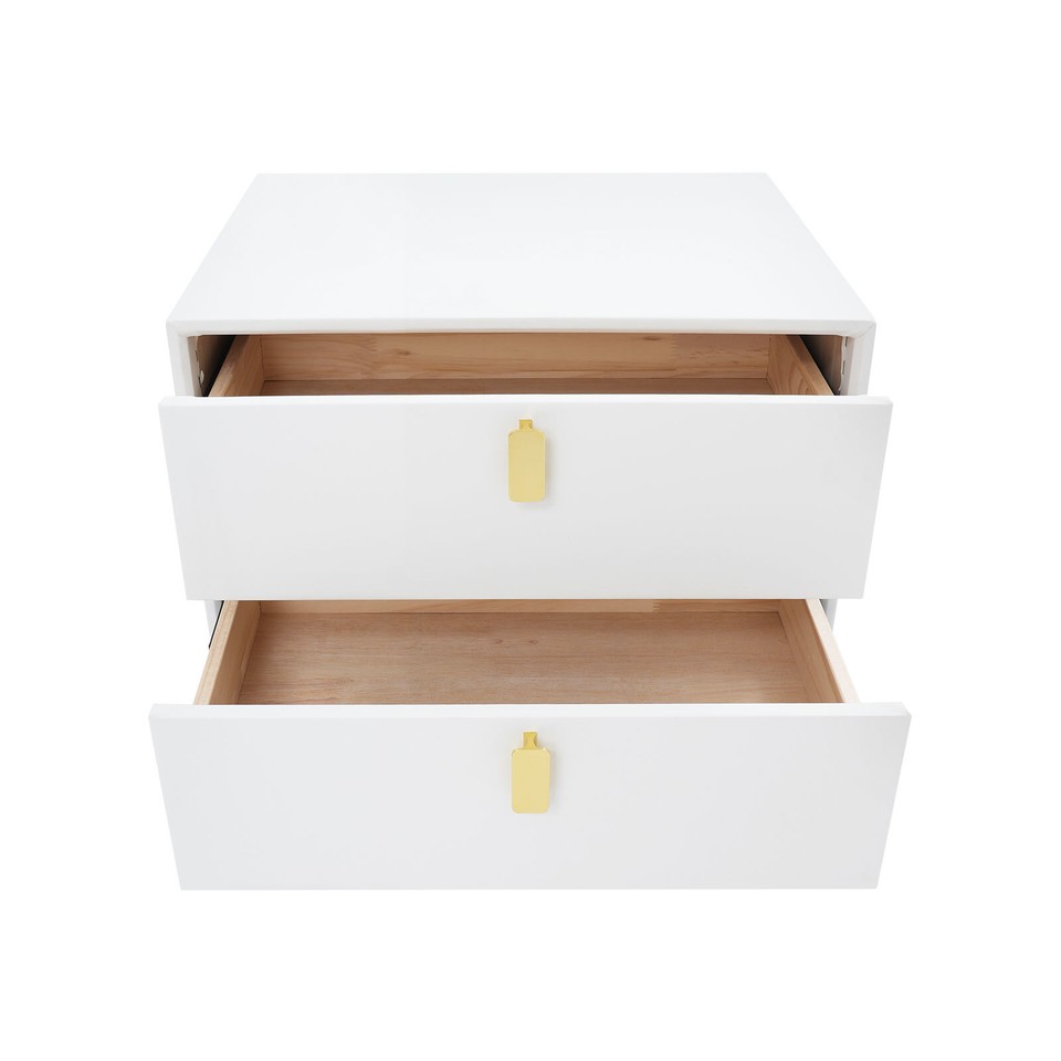White Bedside Table, Storage Cabinet for the Bedroom, Side Table with 2 ...