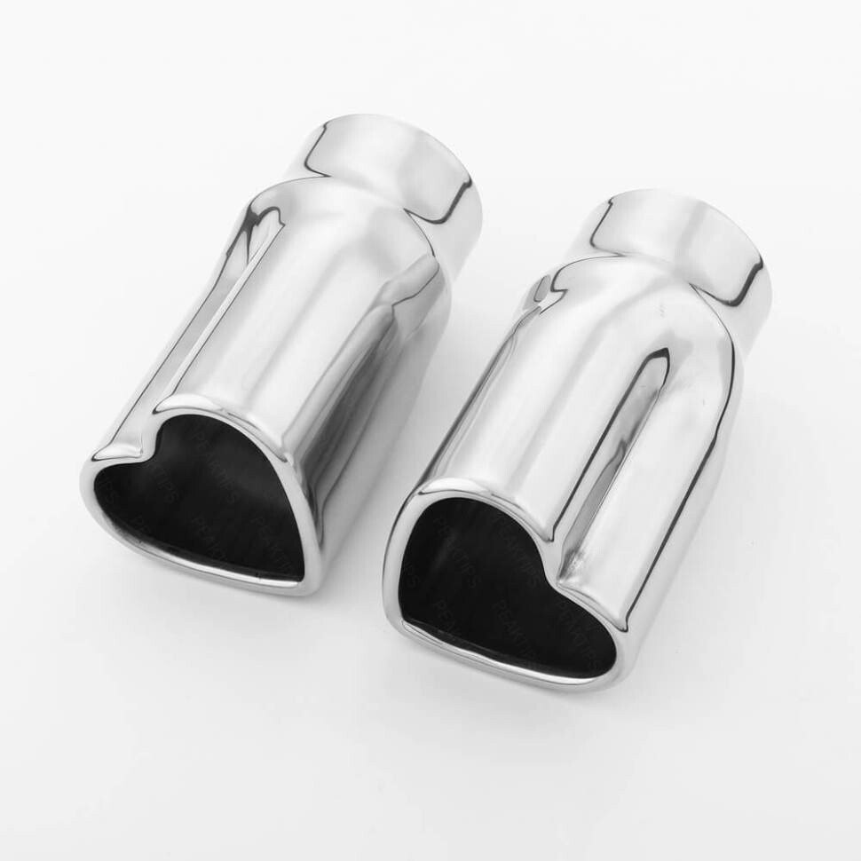 Heart Shaped Exhaust Tailpipe Tips 2.5" Inlet 5.75" Length Rolled Edge ...