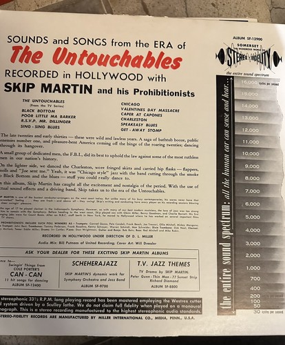 THE UNTOUCHABLES SOUNDTRACK SKIP MARTIN & HIS PROHIBITIONISTS SOMERSET ...