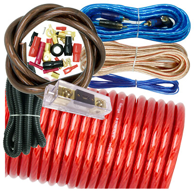 Audiotek 4 Gauge Amp Kit Amplifier Install Wiring 4 Ga Wire 3100W Red ANL FUSE | eBay