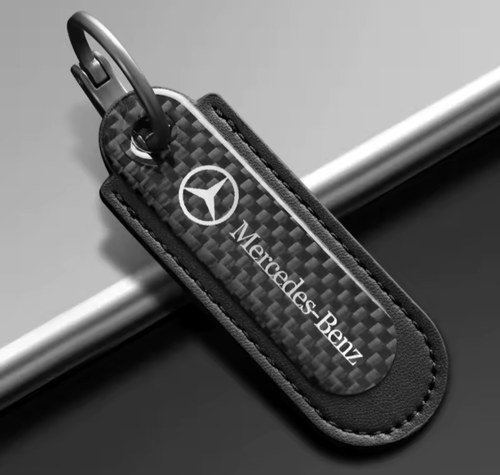 MERCEDES BENZ KEYRING KEY CHAIN FOB CARBON FIBRE LEATHER EMBLEM LOGO | eBay