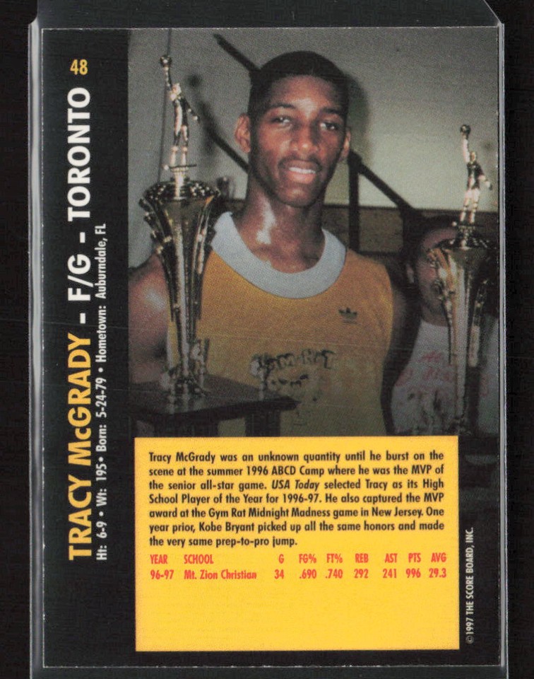 1997 Score Board Rookies #48 Tracy McGrady Toronto Raptors | eBay