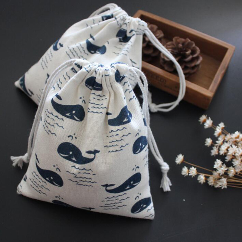 Cotton Linen Fabric Drawstring Storage Bag Organizer Toy Storage Bag 3 ...
