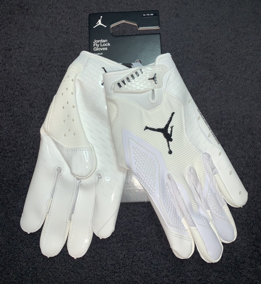 NIKE AIR JORDAN FLY LOCK 2.0 FOOTBALL GLOVES #1011811 102 XL WHITE NWT ...