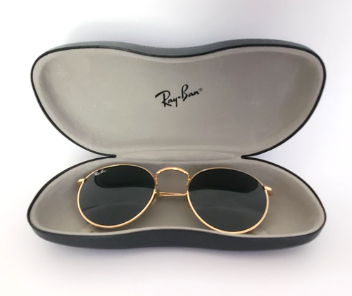 RAY BAN SUNGLASSES RB3447 50-21 ROUND GOLD METAL ITALY | eBay