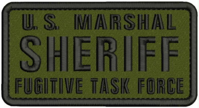 U S M SHERIFF F T F EMB PATCH 3X6 HOOK ON BACK BLACK ON OD GREEN | eBay