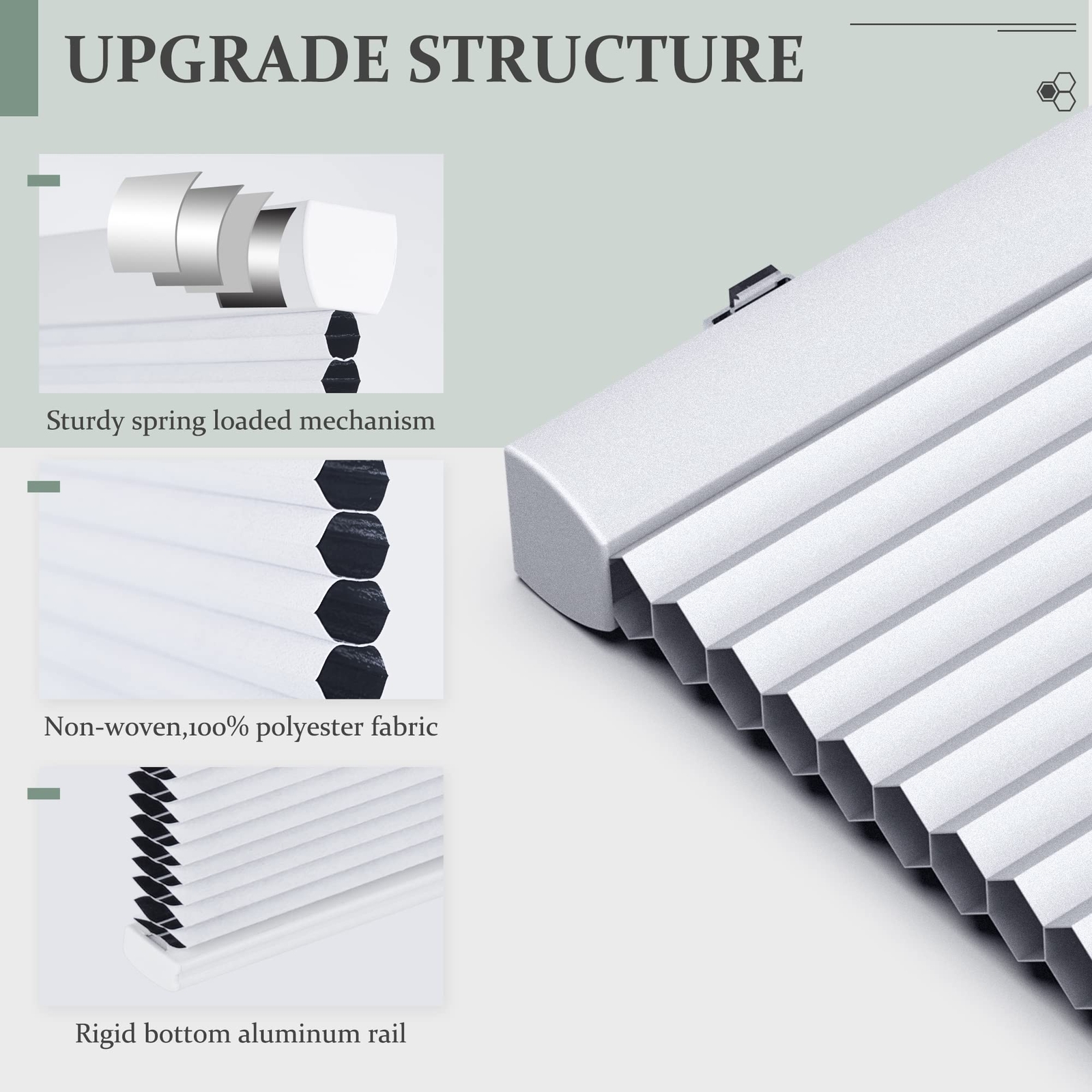 Bliwans 27X64 Cordless Blackout Honeycomb Shades White Room Darkening ...