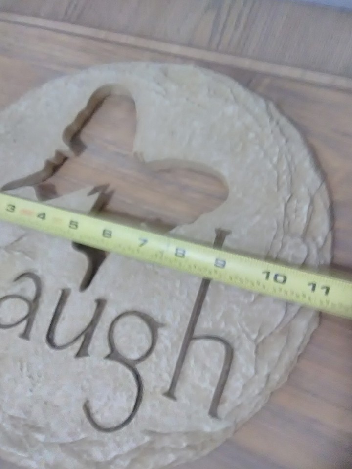 11" round rock slab design with butterfly cut-out and imprinted word ...