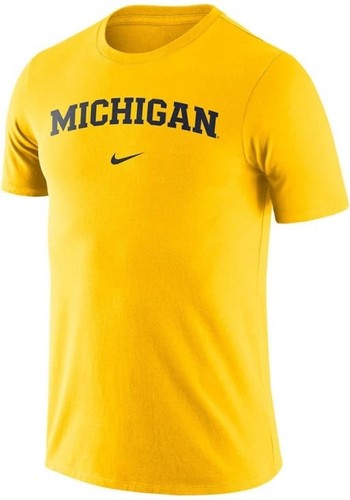 MICHIGAN WOLVERINES YELLOW NIKE WORDSMARK ESSENTIAL SHORT SLEEVE T ...