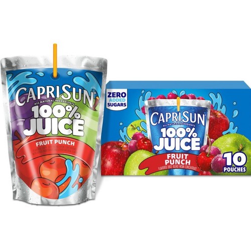〽️ New Capri Sun Fruit Punch Zero Sugar Added 100% Juice Concentrate 10 ...