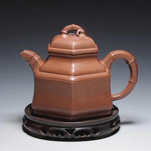 OldZiSha-Excellent China Yixing Zisha Pottery Old 480cc "Hexagon Bamboo ...