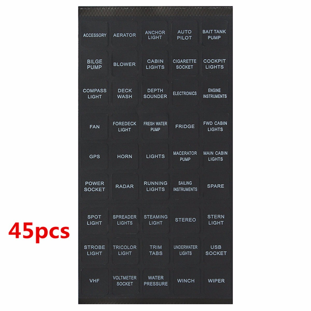 45pc Rocker Switch Label Decal Circuit Fuse Panel Sticker Marine Boat ...