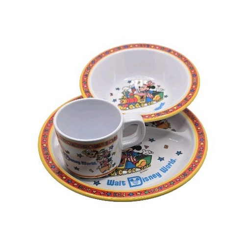 Walt Disney World Kibouki Plate Bowl & Cup Set Mickey Mouse ABC 123 GUC ...