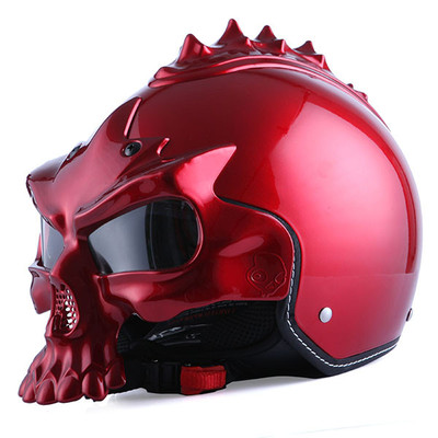 1STorm DOT Motorcycle Bike Sun Dual Visor Open Face Helmet 3D Skull ...