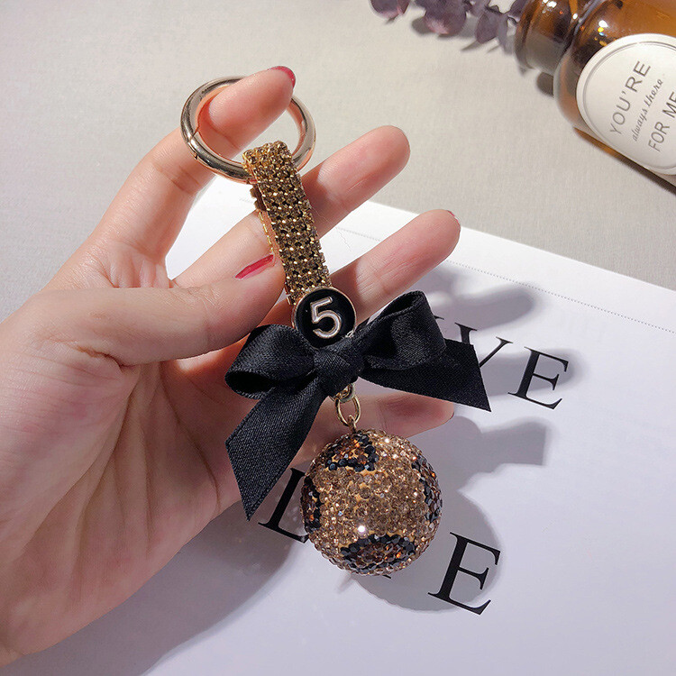Beautifully Packaged Leopard Print Bling Ball Car Keychain With ...