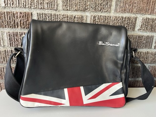 Ben Sherman Black Laptop Bag Faux leather Adjustable Strap w/Pockets ...