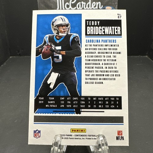 2020 Panini Contenders Season Ticket Teddy Bridgewater #87 Carolina ...