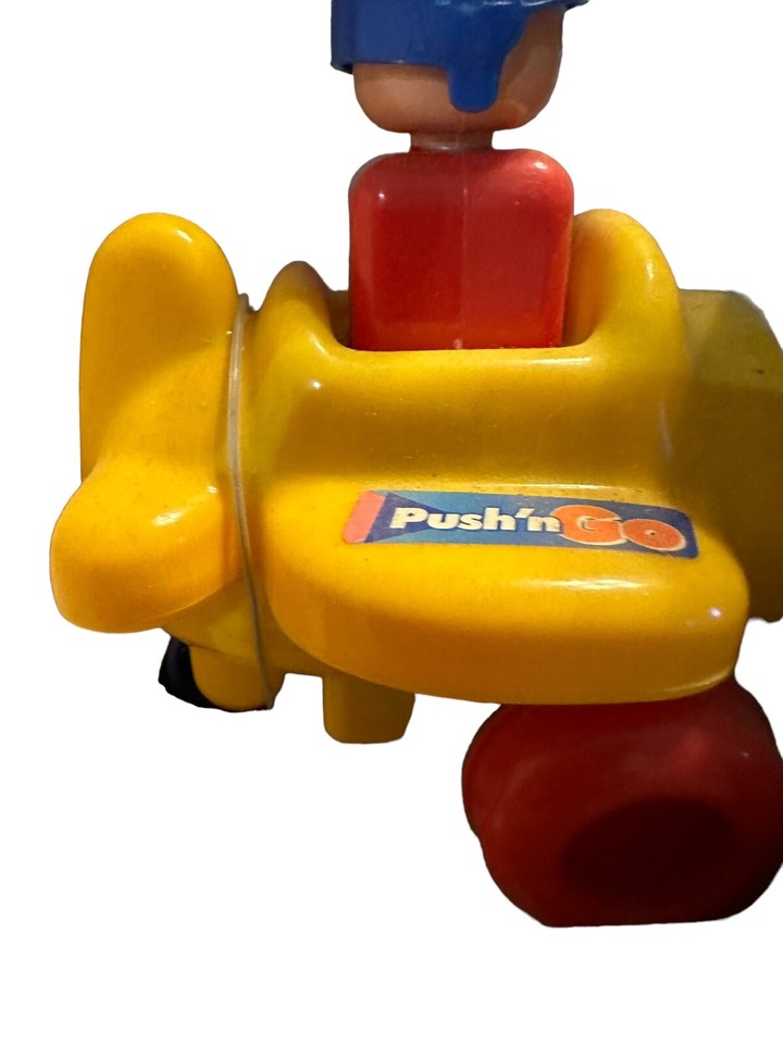 Tomy Push 'N Go Airplane Press Pilot To Go 1995 Yellow Vintage Still In ...