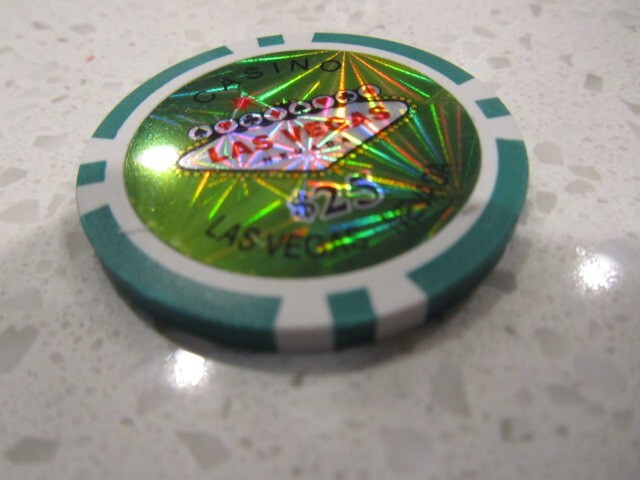 $25 Green Laser Holo Casino Chip Las Vegas Welcome Sign + FREE Poker ...