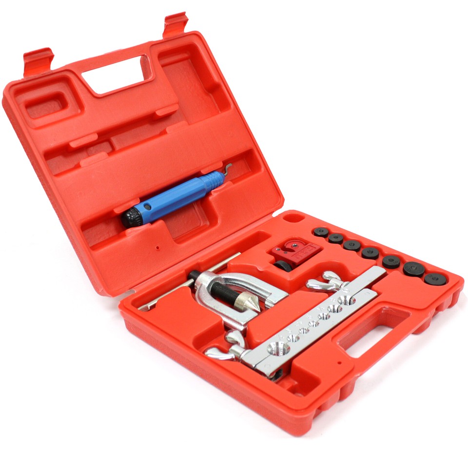 SAE / Metric Double Flaring Brake Line Tool Kit with Mini Pipe Cutter ...