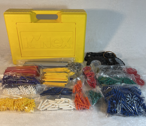 Yellow VTG Knex Storage Box Case w/ Mixed Lot Over 650 Pieces 90's-Now ...