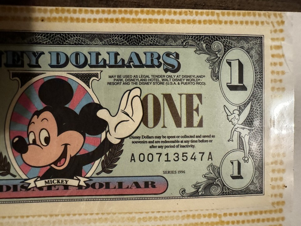 DISNEY DOLLARS 1987, 65th Anniversary, 1995, 1996,1997 & 2003 1$ Lot of ...