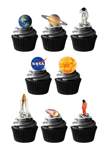 Cake Toppers Planets Outer Space Rocket 27 Stand Up Wafer Paper Edible ...