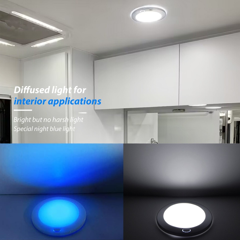 12V LED Ceiling Light with Switch RV Caravan Boat Dome Down Roof Lamp ...