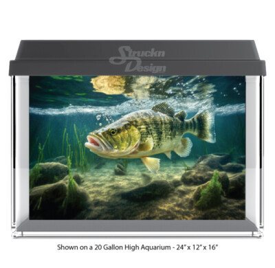 Swimming Fish Bass Green Polyester Fish Tank Glass Backdrop Aquarium ...