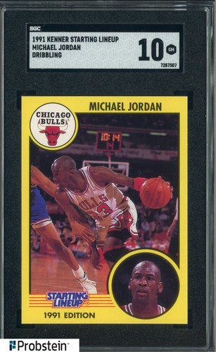 1991 Kenner Starting Lineup Michael Jordan Dribbling HOF SGC 10 GEM ...