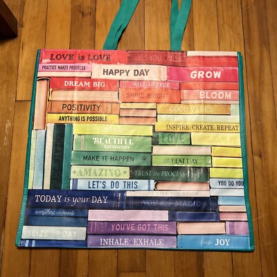 ️POSITIVE LOVE BOOKS 🌈Reusable Shopping Bag~EcoTote TJ Maxx Colorful 📚 ...