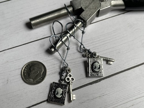 Edwardian Locket Earrings w/ Hand Forged Filigree Hearts And Keys They ...