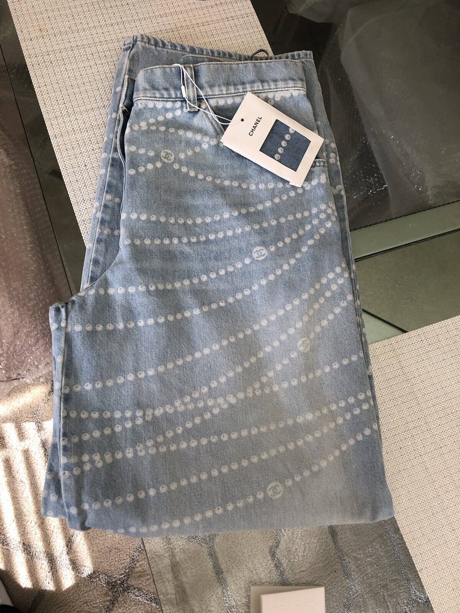 New 25P 2025 Spring Chanel Light Blue Denim Pearl Print CC New 25P 2025 Spring Chanel Light Blue Denim Pearl Print CC