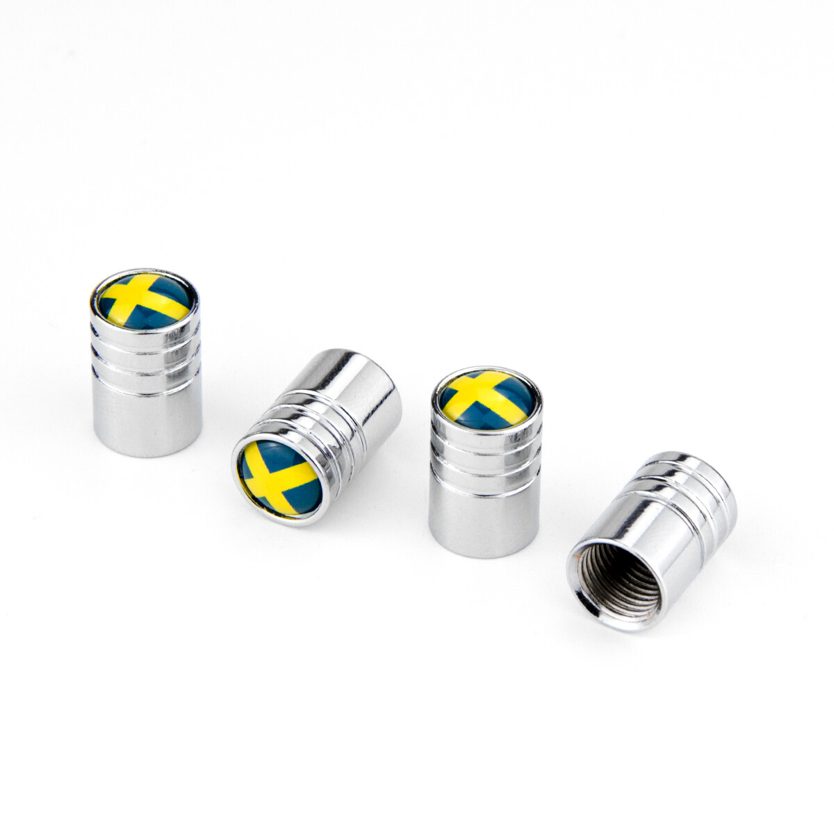For Volvo Saab Sweden Flag Chrome Metal Wheel Tire Valve Stems Caps | eBay