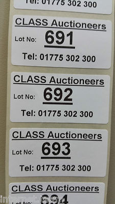 Personalised Bespoke Auction Number Lot Labels Stickers on ROLL ...